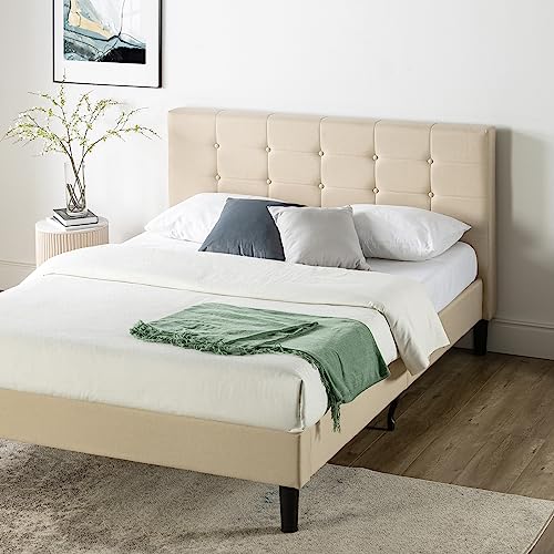 ZINUS Ibidun Upholstered Platform Bed Frame, Mattress Foundation, Wood Slat Support, No Box Spring Needed, Easy Assembly, King, Beige