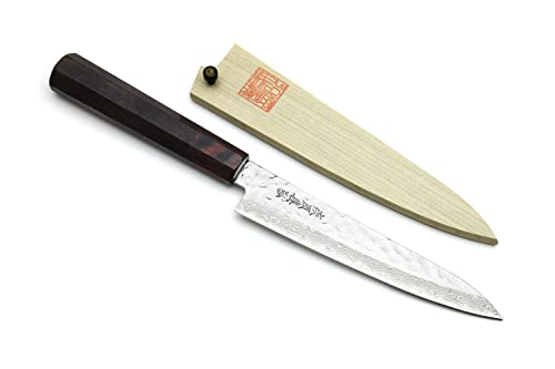 Yoshihiro 46 Layers VG-10 Hammered Damascus Petty Japanese Utility Knife 6'' 150mm Rosewood Handle