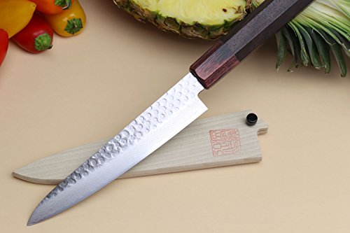 Yoshihiro 46 Layers VG-10 Hammered Damascus Petty Japanese Utility Knife 6'' 150mm Rosewood Handle