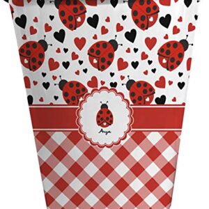 RNK Shops Ladybugs & Gingham Waste Basket - Single Sided (Black) (Personalized)