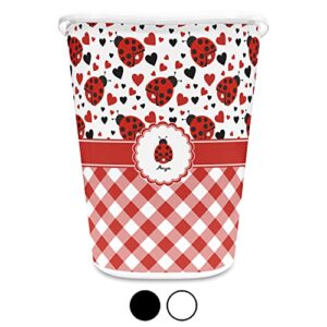 RNK Shops Ladybugs & Gingham Waste Basket - Single Sided (Black) (Personalized)