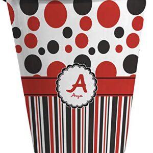 RNK Shops Red & Black Dots & Stripes Waste Basket - Single Sided (Black) (Personalized)