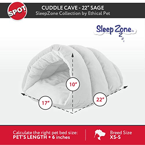 Ethical Pets Sleep Zone Cuddle Cave - Pet Bed for Cats and Small Dogs - Attractive, Durable, Comfortable, Washable. by SPOT, Sage, 22x17