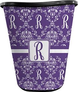 rnk shops initial damask waste basket - single sided (black) (personalized)