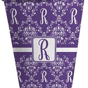 RNK Shops Initial Damask Waste Basket - Single Sided (Black) (Personalized)