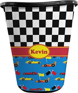 rnk shops racing car waste basket - single sided (black) (personalized)