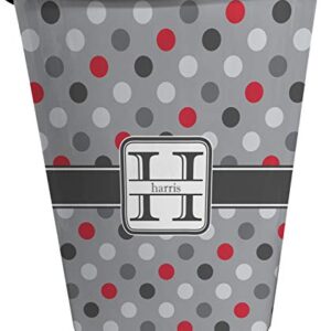 RNK Shops Red & Gray Polka Dots Waste Basket - Single Sided (Black) (Personalized)