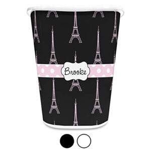 RNK Shops Black Eiffel Tower Waste Basket - Single Sided (White) (Personalized)