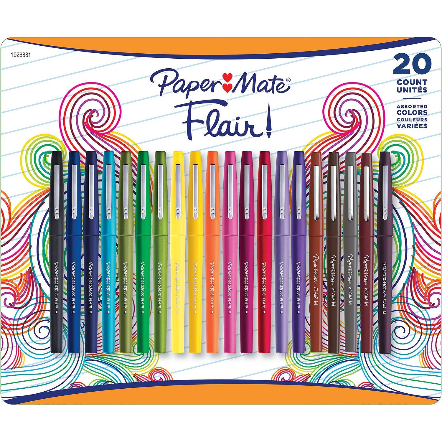 Paper Mate Flair Pens, Assorted Colors, 20