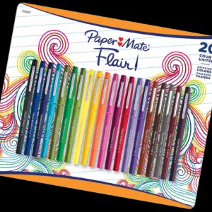 Paper Mate Flair Pens, Assorted Colors, 20