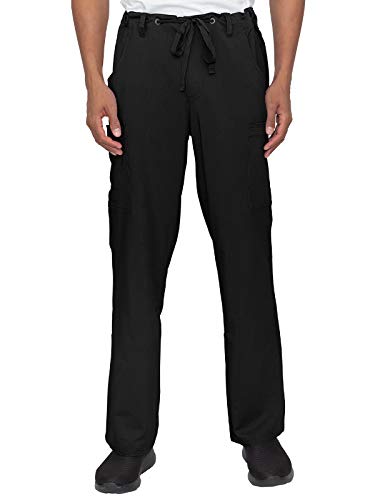 Healing Hands 6 Pocket Mens Scrubs Pant Blue Label 9124 Dylan Drawstring Waist Scrub Pant for Men Black S