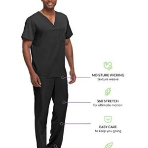 Healing Hands 6 Pocket Mens Scrubs Pant Blue Label 9124 Dylan Drawstring Waist Scrub Pant for Men Black S