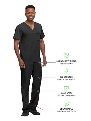 Healing Hands 6 Pocket Mens Scrubs Pant Blue Label 9124 Dylan Drawstring Waist Scrub Pant for Men Black S