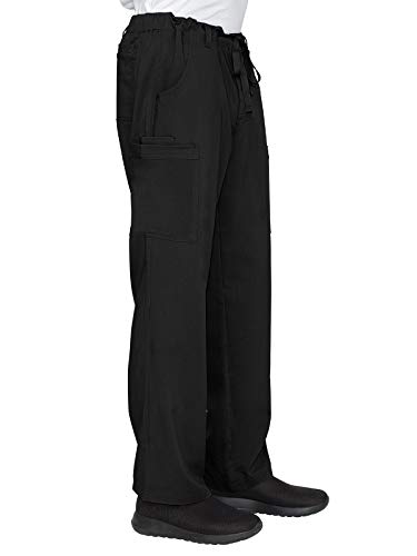 Healing Hands 6 Pocket Mens Scrubs Pant Blue Label 9124 Dylan Drawstring Waist Scrub Pant for Men Black S