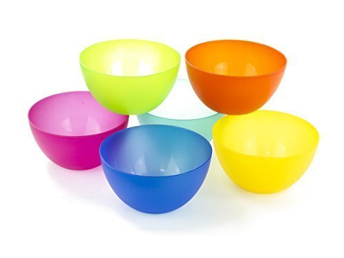 6 Pc Fun Multi-Colored BPA-Free Bowls - Cereal Fruit or Soup Bowl