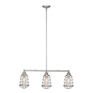 design house 519744 ajax 3 light pendant, galvanized steel finish