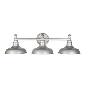 design house 520312 kimball industrial farmhouse 3-light indoor bathroom vanity light with metal shades for over the mirror, galvanized paint