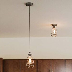 Design House 519686 Ajax 1 Light Semi Flush Mount Ceiling Light, Galvanized Steel Finish