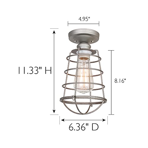 Design House 519686 Ajax 1 Light Semi Flush Mount Ceiling Light, Galvanized Steel Finish