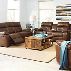 Coaster Home Furnishings Damiano Glider Loveseat with Button Tuft Detailing and Cupholder Storage Console Milk Chocolate, Brown, 78 W x 38 D x 41 H (601692)