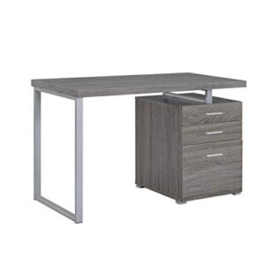 Coaster Home Furnishings Brennan Modern 3 Drawer Home Office Writing Computer Desk Silver Metal Frame Weathered Gray