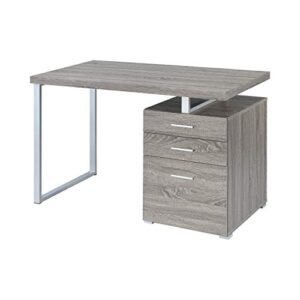 Coaster Home Furnishings Brennan Modern 3 Drawer Home Office Writing Computer Desk Silver Metal Frame Weathered Gray