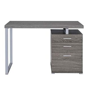 Coaster Home Furnishings Brennan Modern 3 Drawer Home Office Writing Computer Desk Silver Metal Frame Weathered Gray