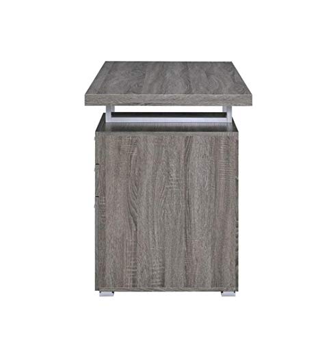 Coaster Home Furnishings Brennan Modern 3 Drawer Home Office Writing Computer Desk Silver Metal Frame Weathered Gray