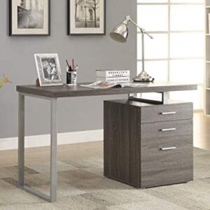 Coaster Home Furnishings Brennan Modern 3 Drawer Home Office Writing Computer Desk Silver Metal Frame Weathered Gray