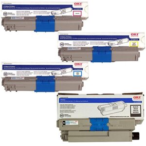 okidata 44469802 high yield black with 44469703, 44469702, 44469701 standard yield color toner cartridge set