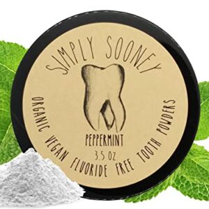 Organic Vegan Fluoride Free Remineralizing Tooth Powder Peppermint Formula Value Size UP to 6 Month Supply I Natural WHITENING I Stronger Teeth