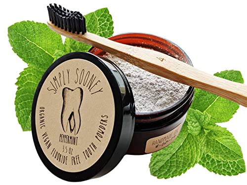 Organic Vegan Fluoride Free Remineralizing Tooth Powder Peppermint Formula Value Size UP to 6 Month Supply I Natural WHITENING I Stronger Teeth