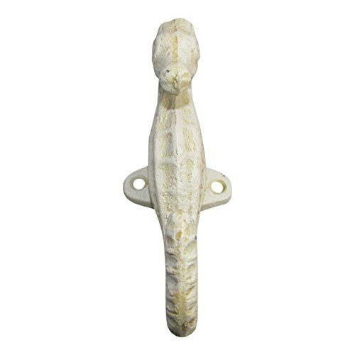 Abbott Collection Cast Iron Seahorse Wall Hook, White