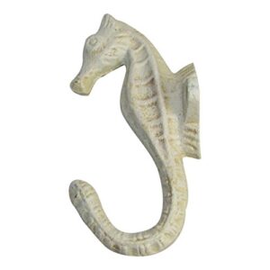 Abbott Collection Cast Iron Seahorse Wall Hook, White