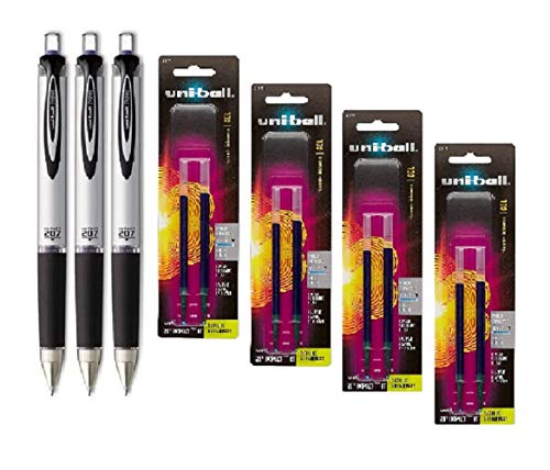 Uni-ball Signo Impact 207 Rt 65871 with 4 Packs of Refills 65874, Blue Gel Ink, 1.0mm Bold Point