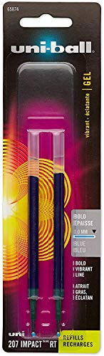 Uni-ball Signo Impact 207 Rt 65871 with 4 Packs of Refills 65874, Blue Gel Ink, 1.0mm Bold Point