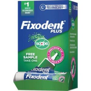 pocket denture adhesive fix precision hold & seal 0.35 oz qty. 50 with scope case