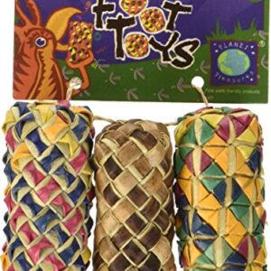 Planet Pleasures Woven Cylinder Foot Toy (3 Pack), Small