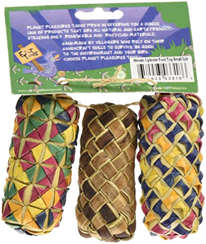 Planet Pleasures Woven Cylinder Foot Toy (3 Pack), Small