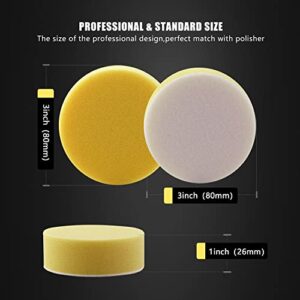 Polishing Pad, ZFE 50pcs 3 inch/80 mm Sponge Buffing Pads, Foam Polishing Pad Kit for Car Sanding, Polishing and Waxing