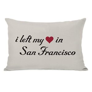 one bella casa left my heart in san francisco throw pillow w/zipper, 14"x 20", ivory/black