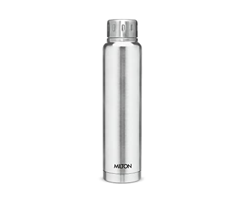 Milton Thermosteel Elfin 750, Vacuum Insulated Flask, 750 ml | 25 oz | 24 Hours Hot & Cold Water Bottle 18/8 Stainless Steel, Durable Body, BPA Free, Leak-Proof Simple Screw Lid | Silver