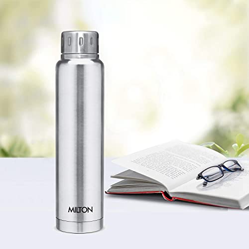 Milton Thermosteel Elfin 750, Vacuum Insulated Flask, 750 ml | 25 oz | 24 Hours Hot & Cold Water Bottle 18/8 Stainless Steel, Durable Body, BPA Free, Leak-Proof Simple Screw Lid | Silver