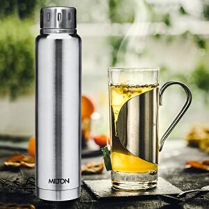 Milton Thermosteel Elfin 750, Vacuum Insulated Flask, 750 ml | 25 oz | 24 Hours Hot & Cold Water Bottle 18/8 Stainless Steel, Durable Body, BPA Free, Leak-Proof Simple Screw Lid | Silver