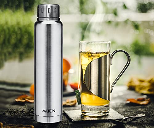 Milton Thermosteel Elfin 750, Vacuum Insulated Flask, 750 ml | 25 oz | 24 Hours Hot & Cold Water Bottle 18/8 Stainless Steel, Durable Body, BPA Free, Leak-Proof Simple Screw Lid | Silver