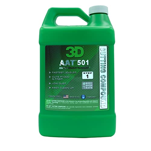 3D AAT 501 Cutting Compound - 1 Gallon - Step 1 Body Shop Cutting Compound - Fastest Leveler - Cuts P1000 or Finer - Low Dust, Easy Clean Up, True Paint Correction - Adaptive Abrasive Technology