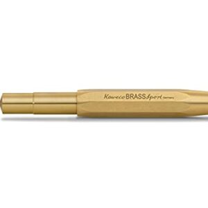 Kaweco Brass Sport Gel/Ballpoint Pen Including 0.7 mm Rollerball Pen Refill for Left Handed and Right-Handed in Classic Design with Ceramic Ball I Gel Rollerball 13.5 cm