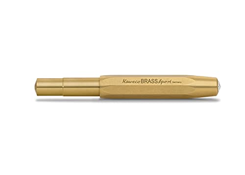 Kaweco Brass Sport Gel/Ballpoint Pen Including 0.7 mm Rollerball Pen Refill for Left Handed and Right-Handed in Classic Design with Ceramic Ball I Gel Rollerball 13.5 cm