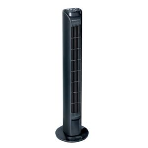 comfort zone cztfr1bk 31" 3-speed oscillating tower fan with remote and high-performance centrifugal blades, black