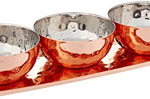 Godinger Hammered Tray with 3 Bowls, Copper